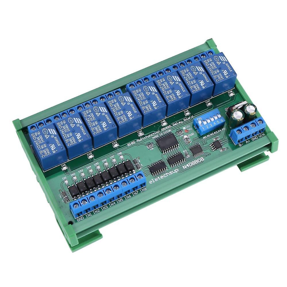 Dc 24V 8 Rs485 Carte de relais Modbus Rtu Uart Télécommande Commutateur Din35 Boîte de Rail Pour ...