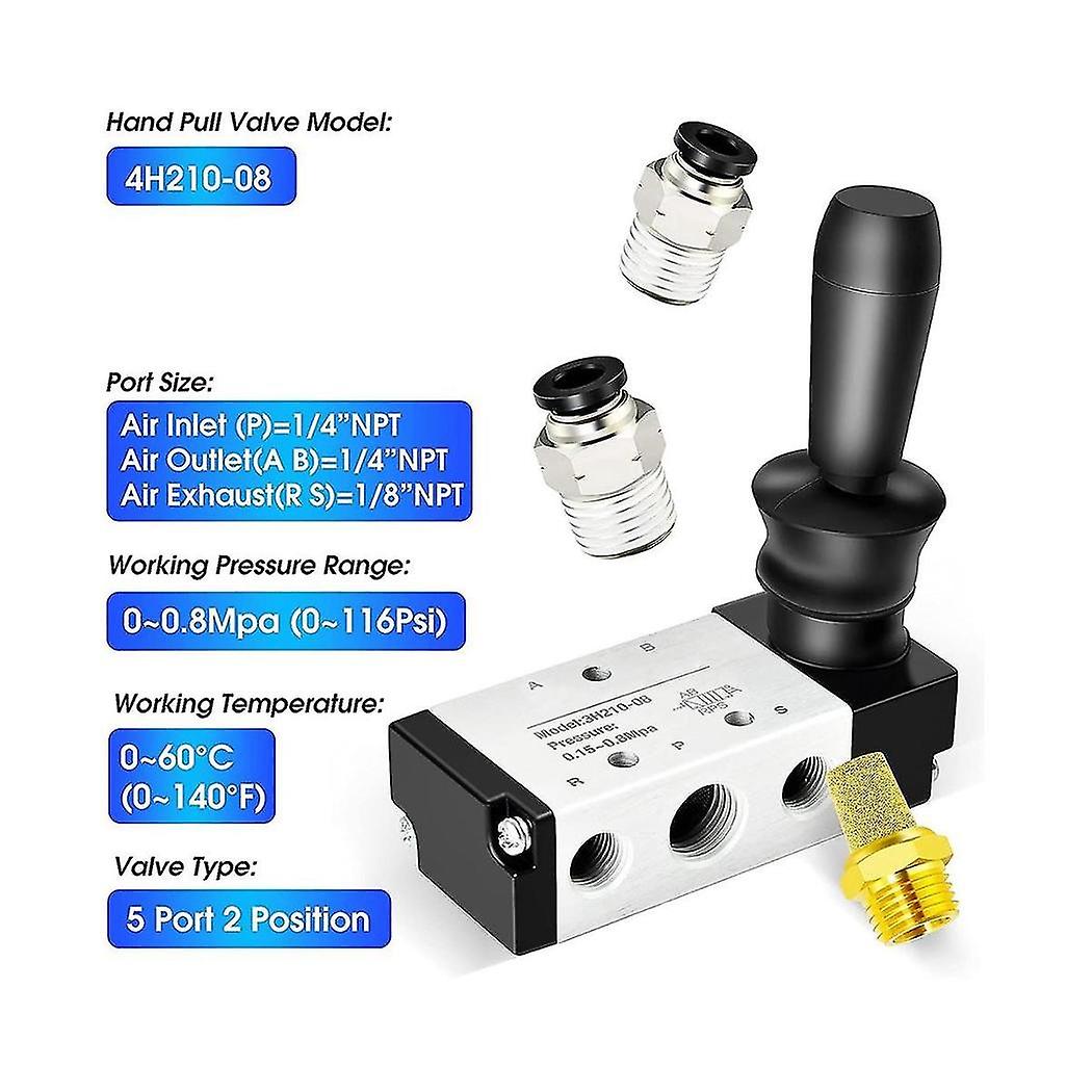 1/4inch Npt 5 Way 3 Position Air Hand Lever Operated Valve Pneumatic Solenoid Valve Manual ...