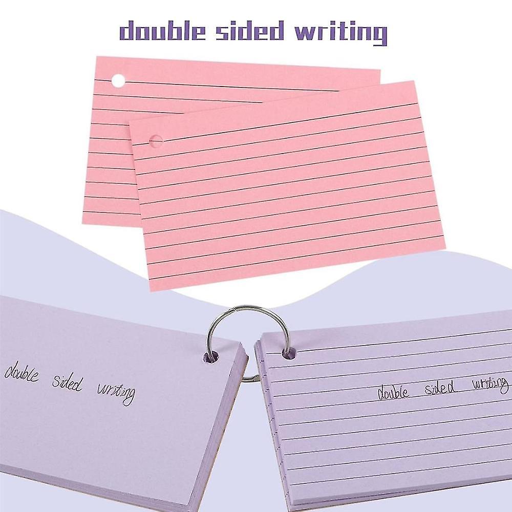 Flash Cards,600 Pcs Multicolor Index Cards Revision Cards With 6 Binder ...