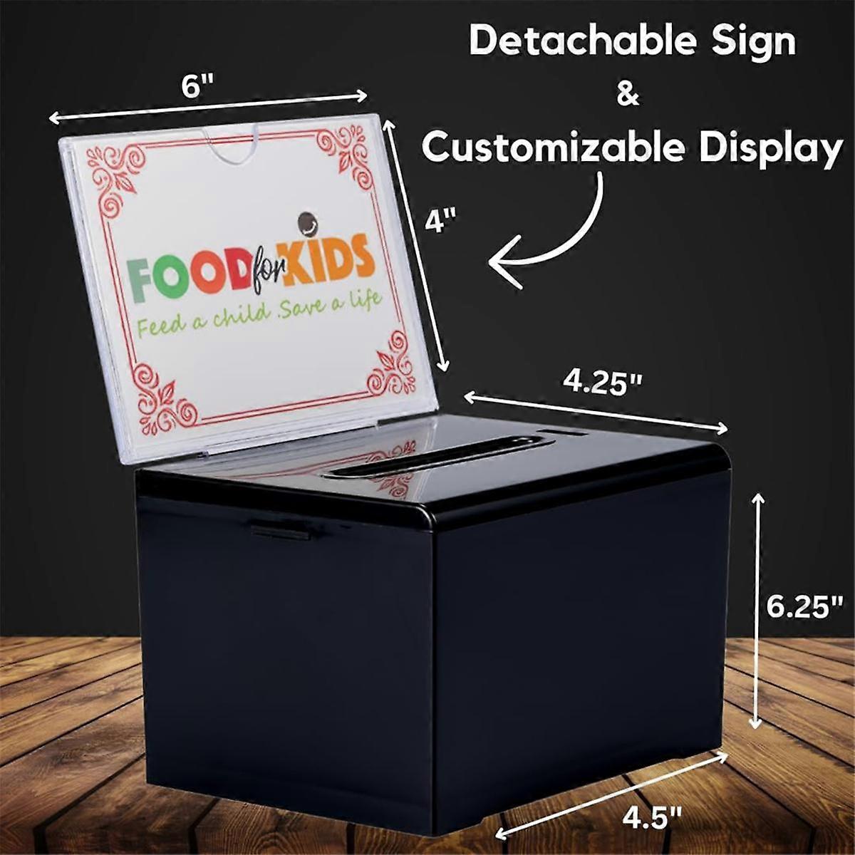 Donation Box with Lock - Acrylic Suggestion Box with Slot, Ballot Lock ...