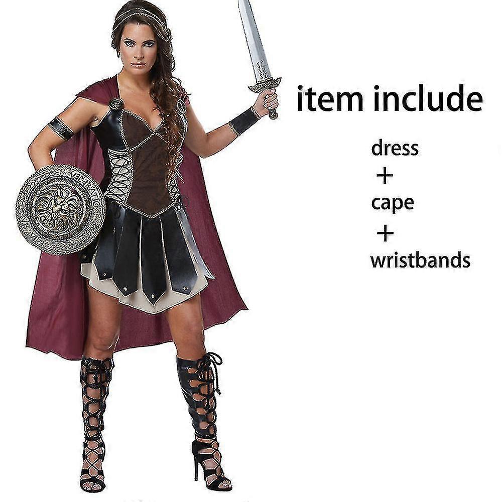 Halloween Xena Gladiator Cosplay Costume Female Spartan 300 Warrior Outfit Dress Roman Soldier ...