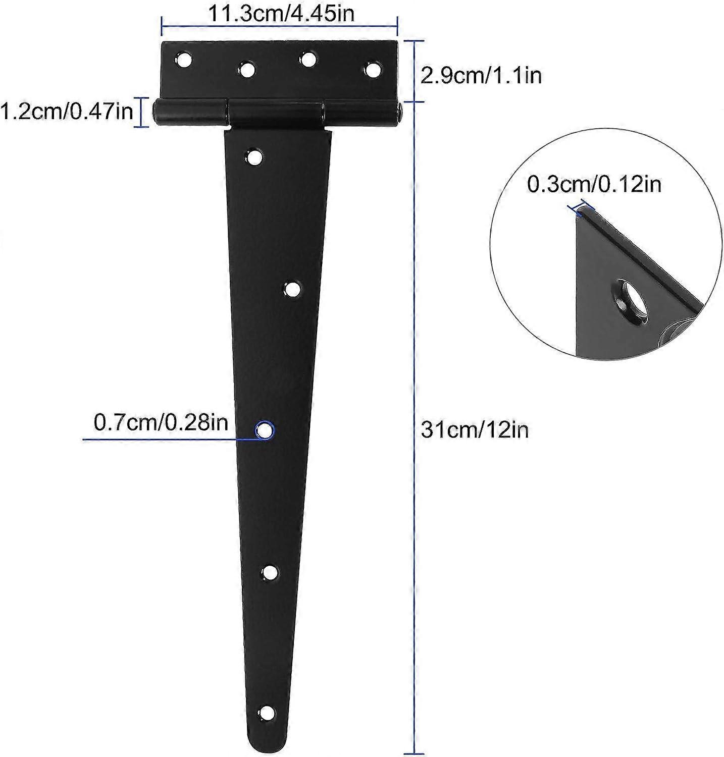 6 Pack 12 Inch T-Strap Shed Hinge Heavy Duty Black T Hinge Door Barn ...
