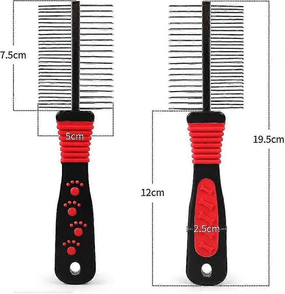 Dog Grooming Comb, Cat Rake Comb Comb With Rounded Metal Double Sided Teeth Brush Flea Comb For ...