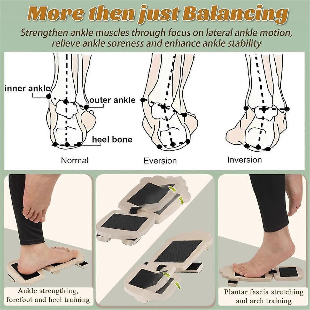 Ankle Foot Strengthener Stretcher Wood Wobble Board, Single Leg Balance ...