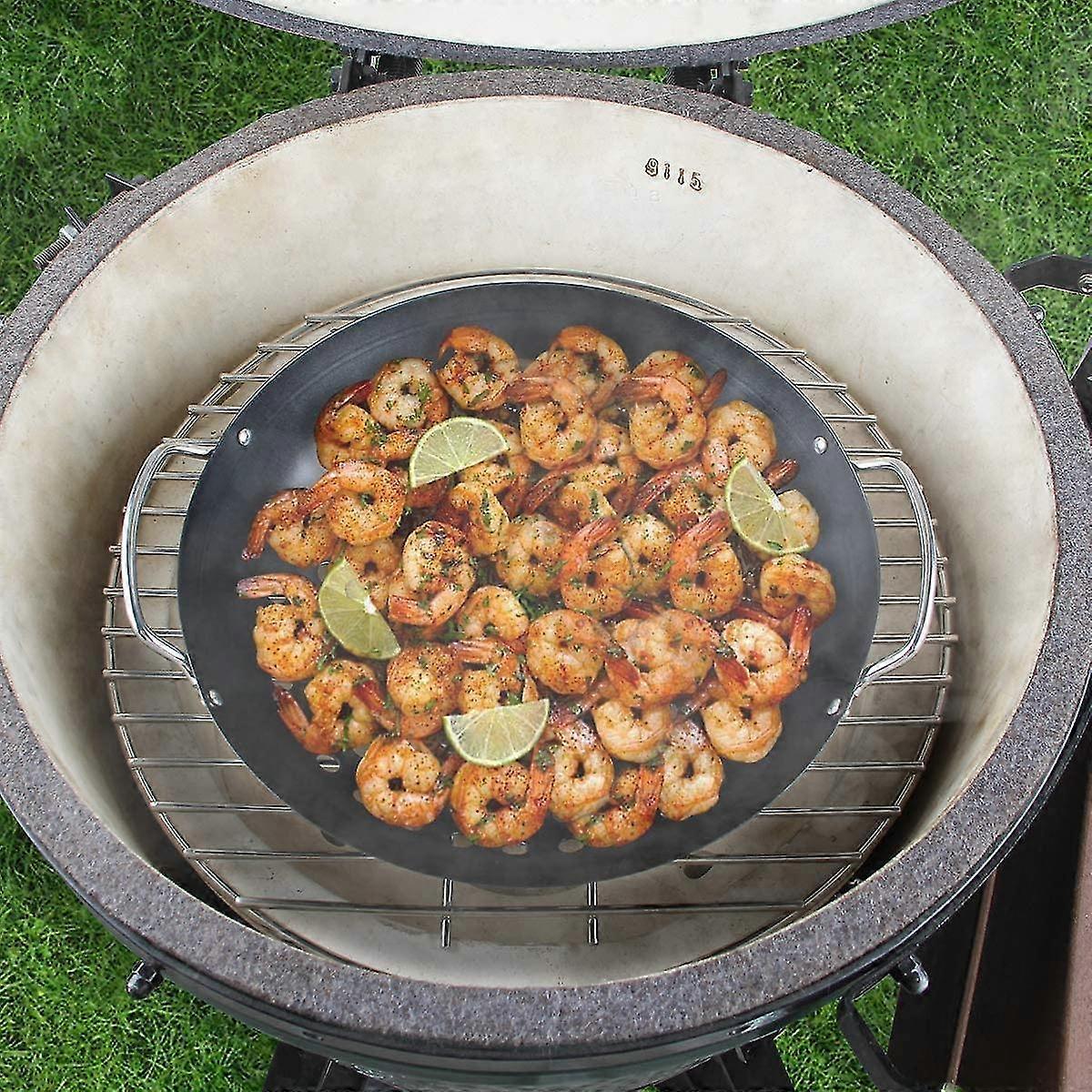 Round Grill Wok With Handle For Big Green Egg Veggie Basket Bbq ...