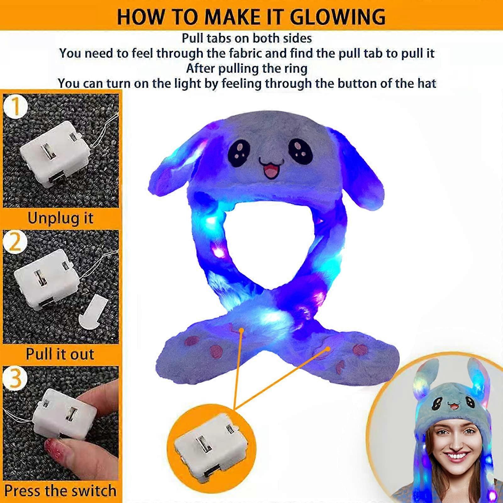 Rabbit Hat with LED Glow Moving Ear in Motion Airbag Hat Jumping Bunny ...
