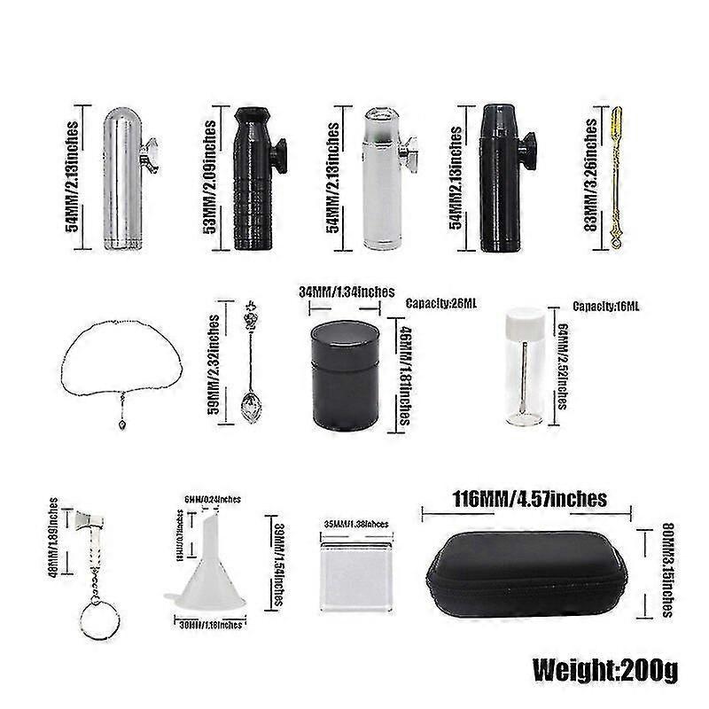 11pcs/set Snuff Bottle Kit Set Aluminum Bullet Snuff Sniffer+storage ...