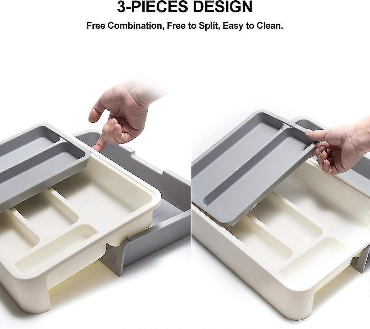 Cutlery Tray Expandable Adjustable Cutlery Silverware Drawer Organizer ...