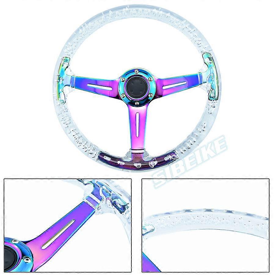 Universal Transparent White Acrylic Dimple Steering Wheel Sport Neo Spoke Bubble Steering wheel ...