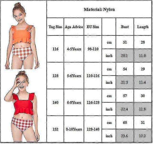 Kids Girls Swimwear Ruffle Cropped Tops Plaid Briefs Bikini Set Summer ...