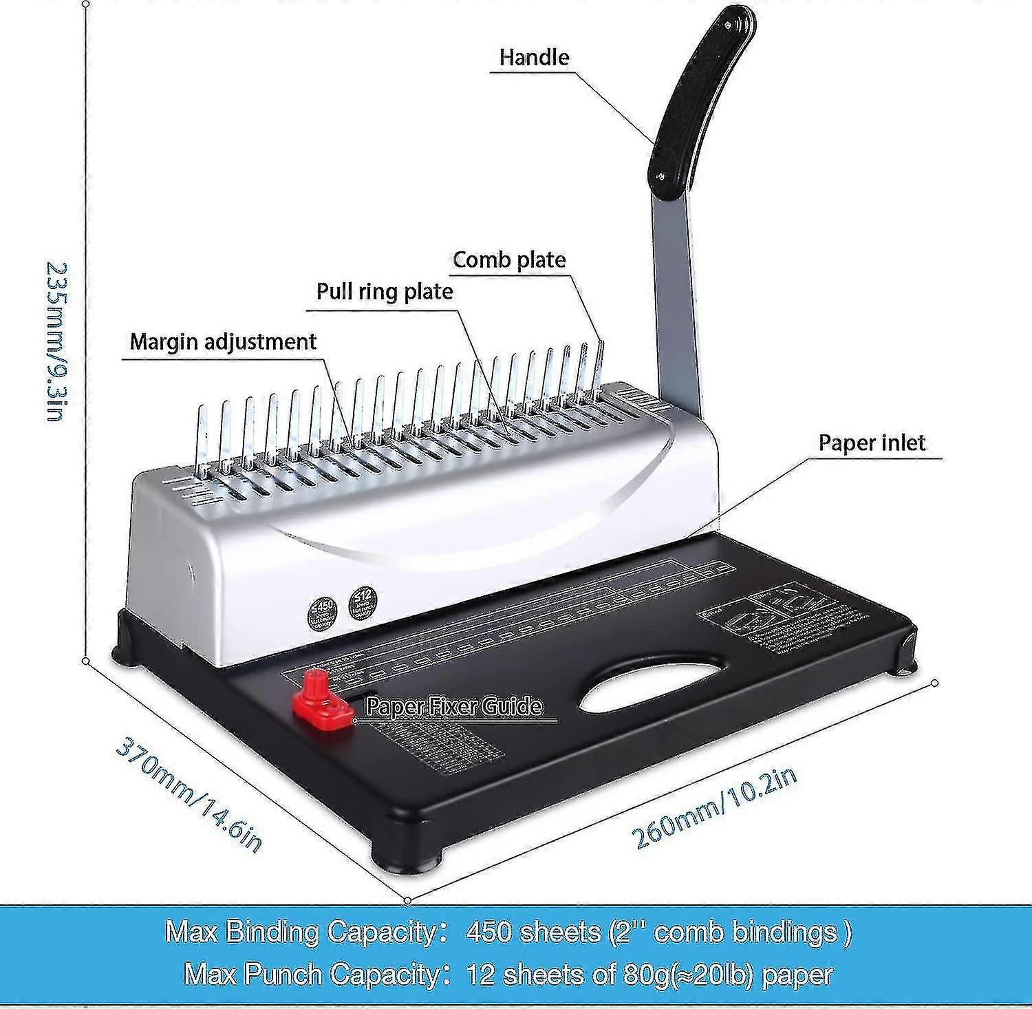 Rion Comb Binding Machine 21-hole 450 Sheet Paper Punch Binder With ...