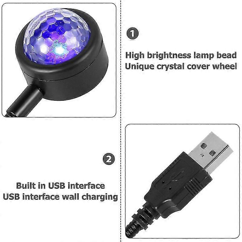 Car Roof Projector Light Sound Activated Usb Car Ambient Light With 4 ...