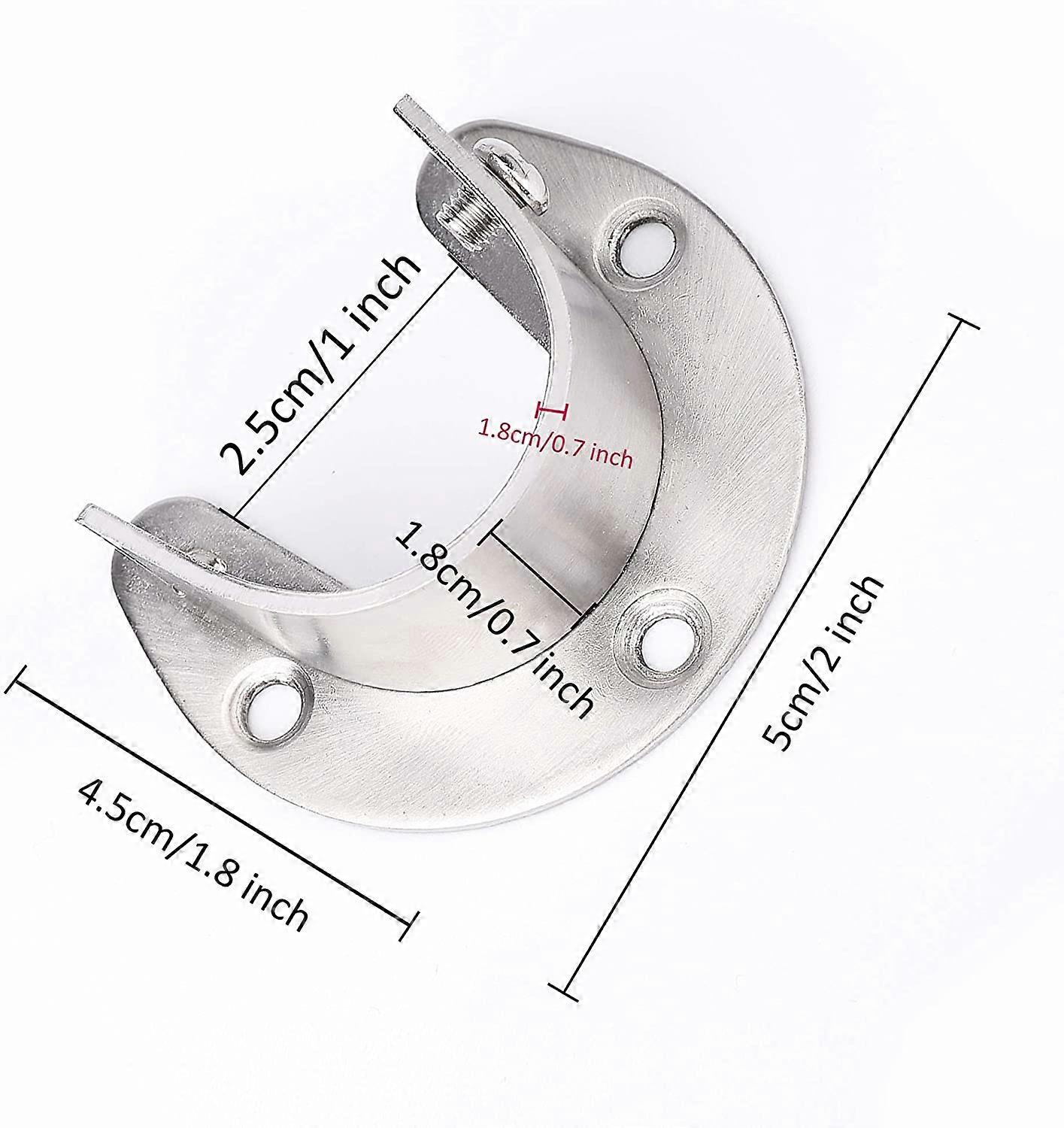 Stainless Steel Wardrobe Rod Bracket, 4 Pieces U Shaped Curtain Rod ...
