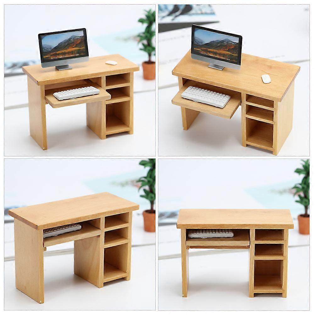 Miniature Computer Desk Set Model Wooden Mini Furniture Mini House ...