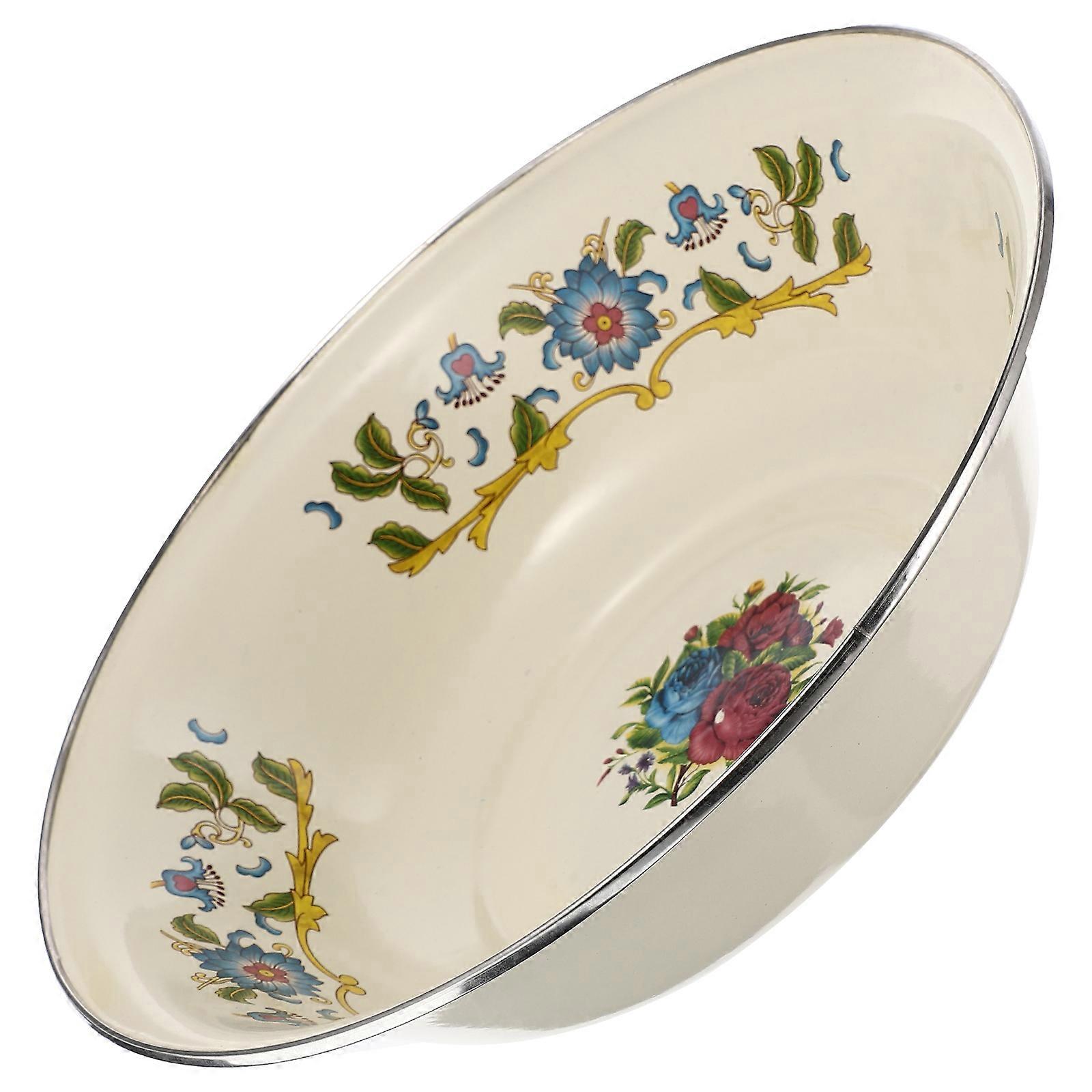 Retro Enamel Soup Bowl Multi-functional Enamel Basin Vintage Enamelware ...