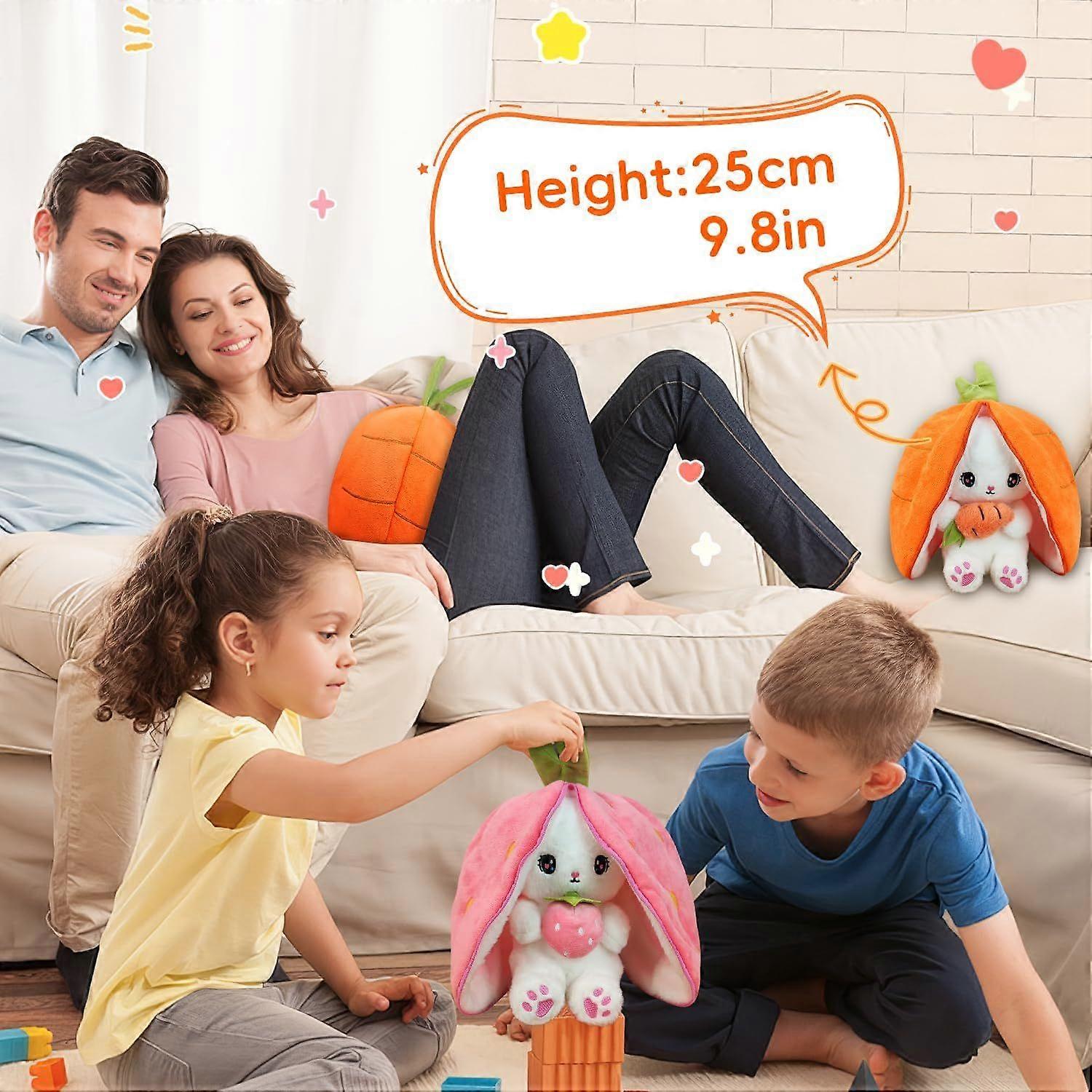 Bunny Stuffed Animal Reversible Cuddle Bunny Stuffed,Strawberry Bunny ...