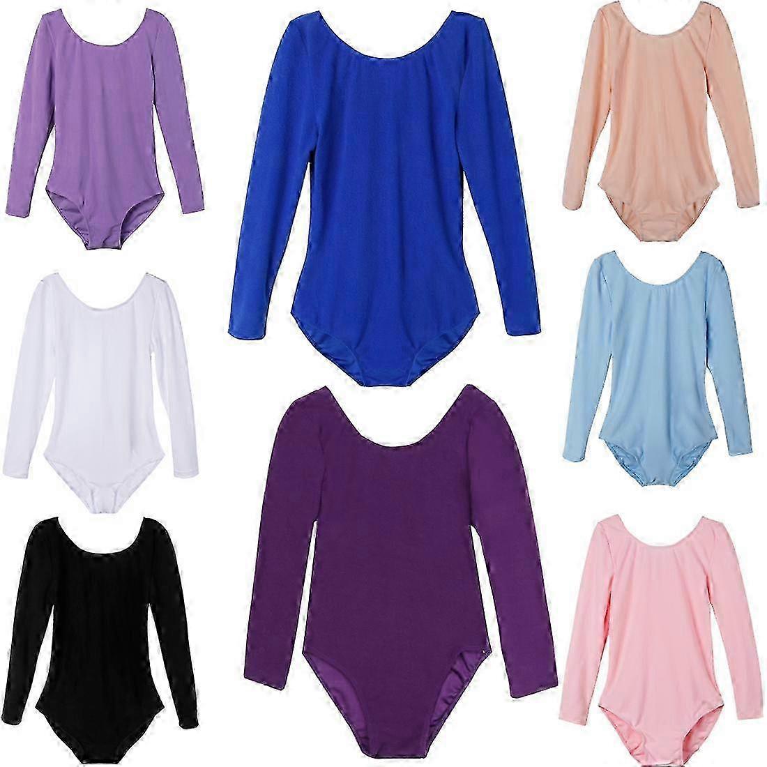 Girls' Long-Sleeve Dance Bodysuits with Gymnastics Leotards for Kids ...