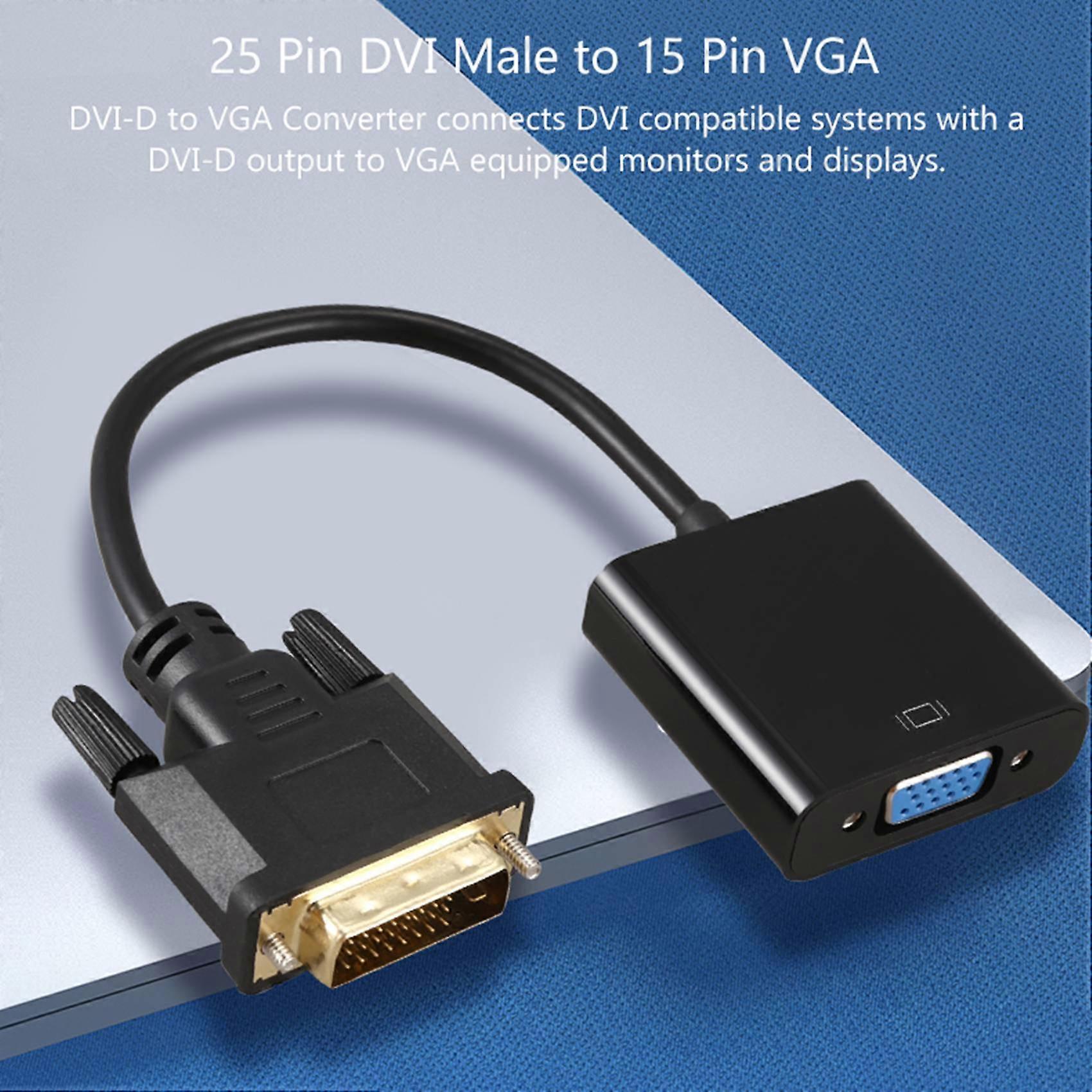 DVI to VGA Adapter Cable 1080P DVI-D to VGA Cable 24+1 25 Pin DVI Male ...