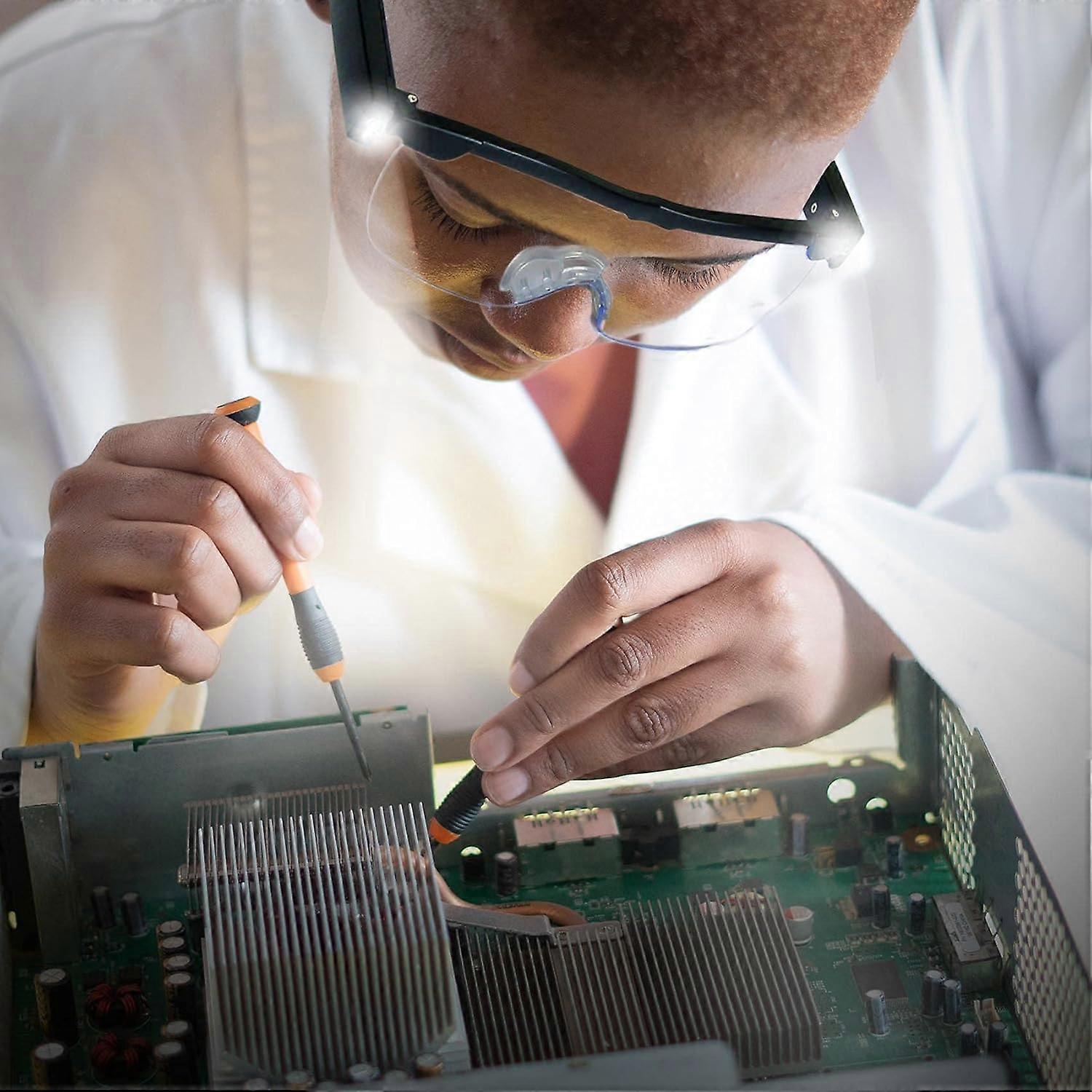 Magnifying Glasses with Light, Rechargeable LED Head Magnifier Glasses ...