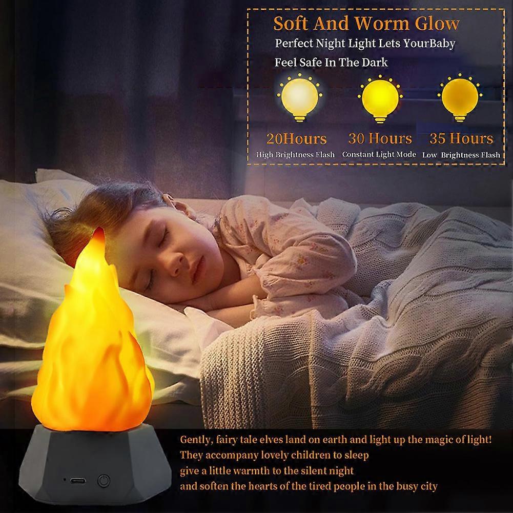 Portable LED Fake Flame Campfire Lamp USB Rechargeable Night Light ...