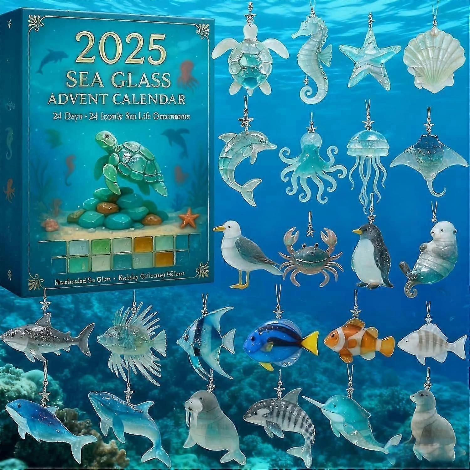 Sea Glass Marine Life Advent Calendar, 24 Days Ocean-themed Christmas ...