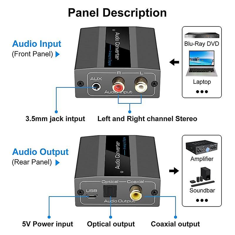 Analog To Digital Audio Converter Rca To Optical With Optical Cable ...