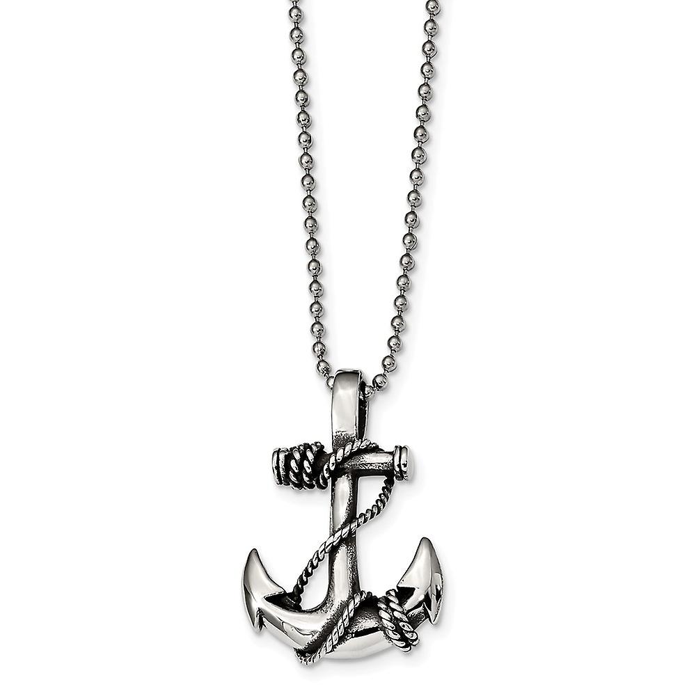 Stainless Steel And Polished Nautical Ship Mariner Anchor Necklace 22 stainless-steel-and-polished-nautical-ship-mariner-anchor-necklace-22
