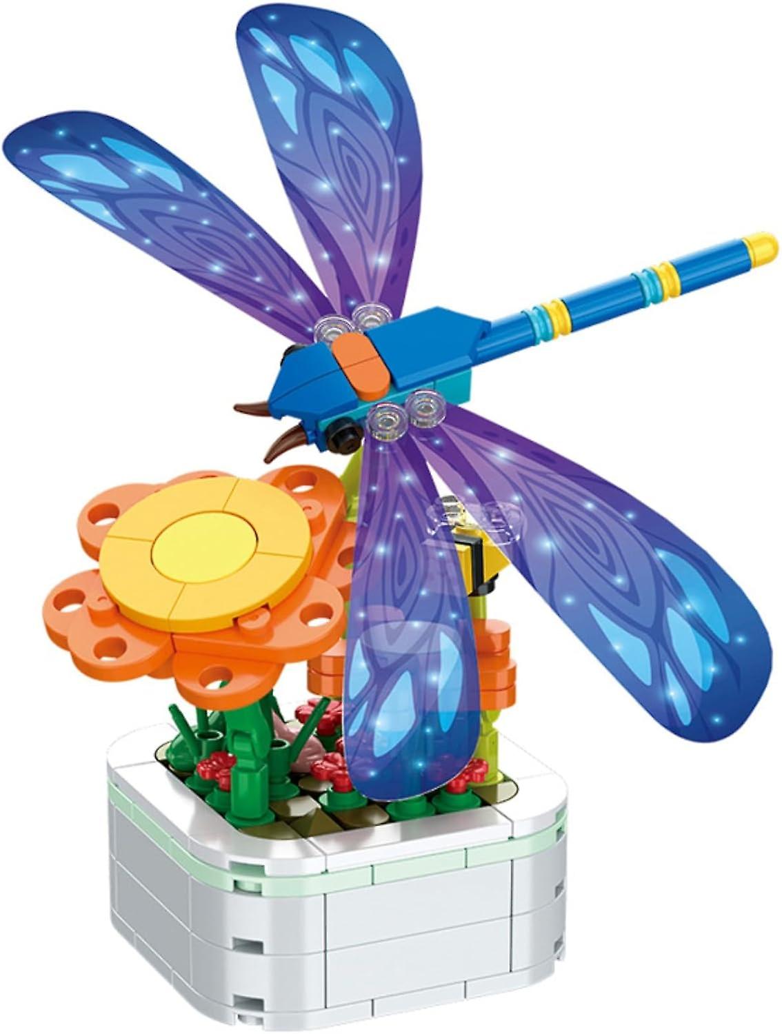 Flower Bouquet Block Toys, Artificial Flower Blocks Set Dragonfly ...