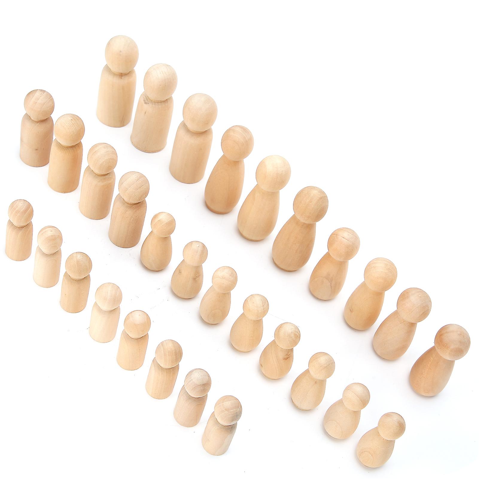 Wooden Peg Doll Bodies 30 Pcs Natural Unfinished People Shapes for DIY ...