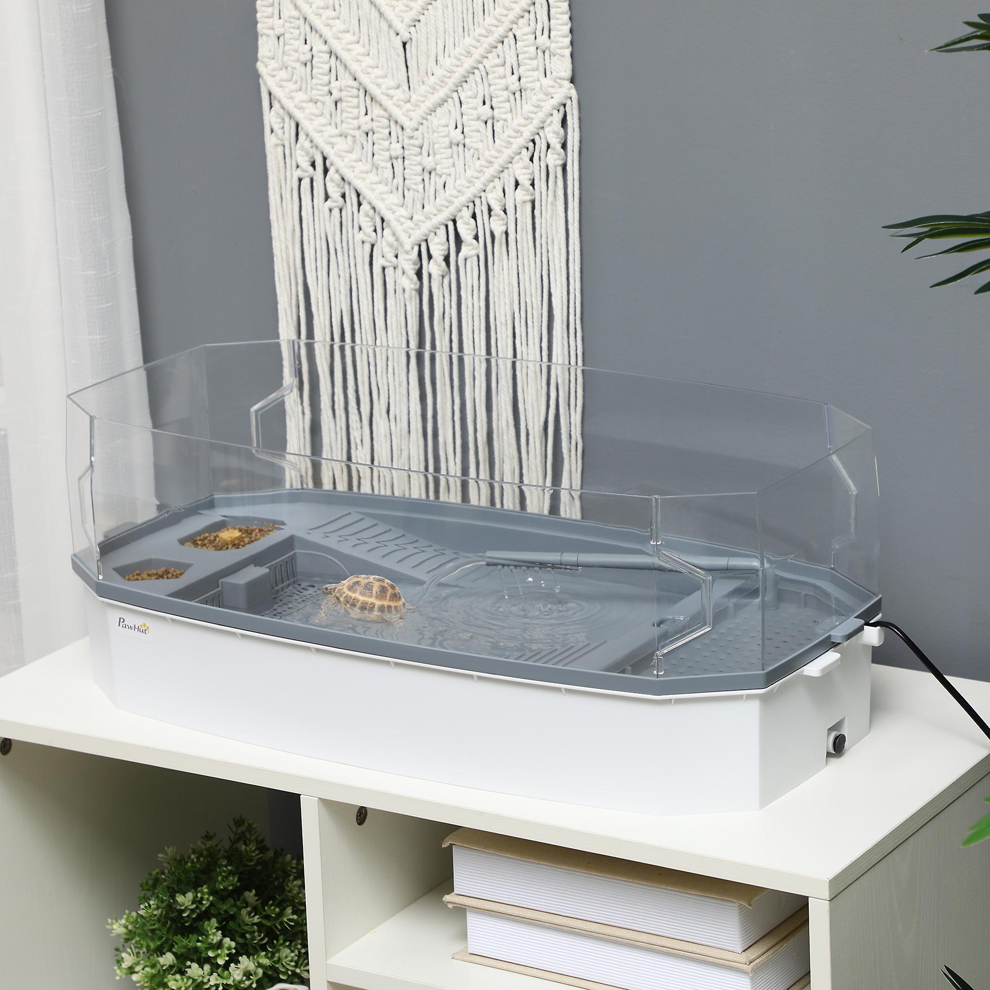 PawHut Turtle Tank for Turtles, Terrapin, Small Reptiles - White ...