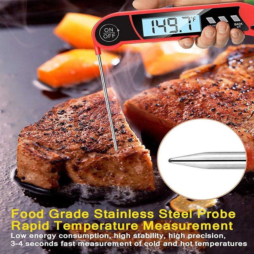 Meat cooking thermometer digital instant read portable foldable led ...