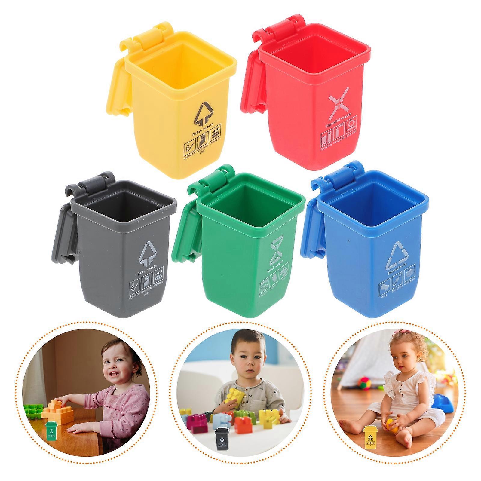 5 Pcs Containers Lids Doll House Sorting Garbage Bin Mini Garbage Can ...