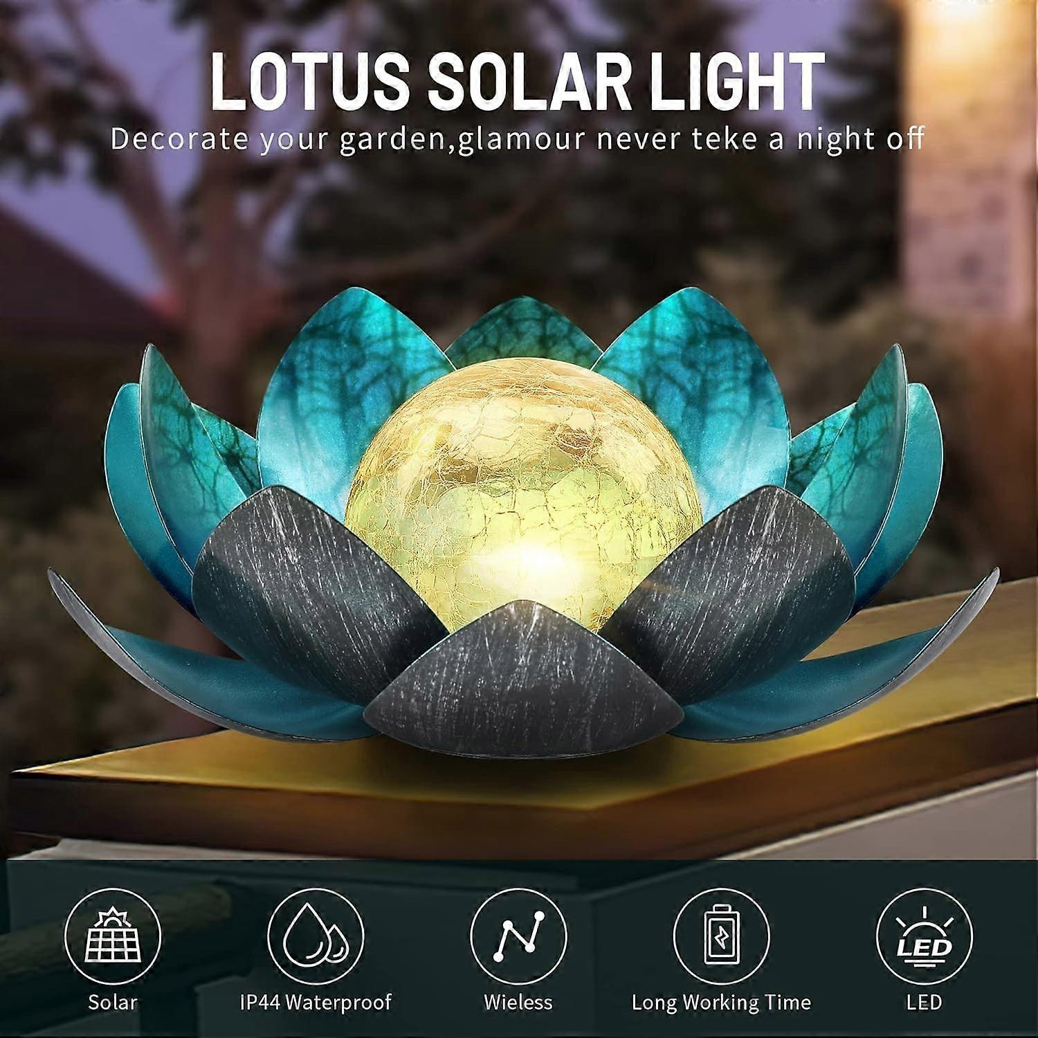 Lotus Solar Lights Outdoor,Solar LED Powered Garden Light Waterproof ...