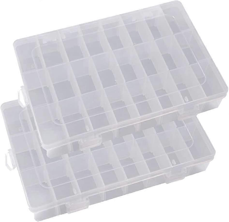 24 Compartment Clear Plastic Storage Box with Adjustable Compartment ...