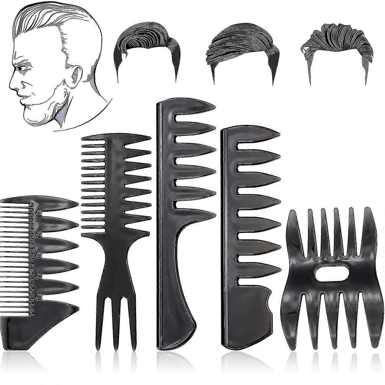 5 Piece Men's Styling Comb Set Classic Retro Styling Comb For Men ...