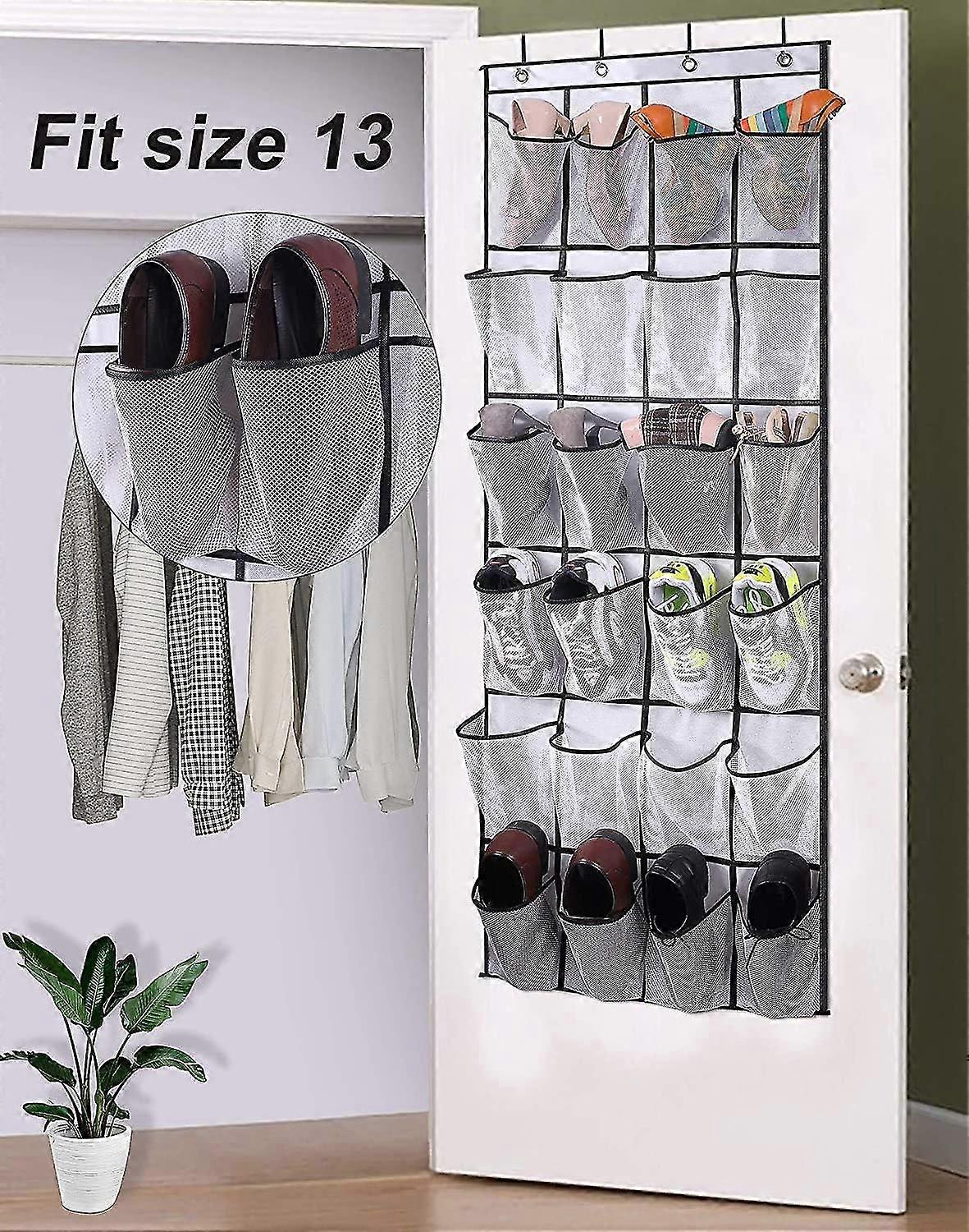 Hanging Shoe Rack Over Door Shoe Storage Organiser Holder 24 Large Mesh ...