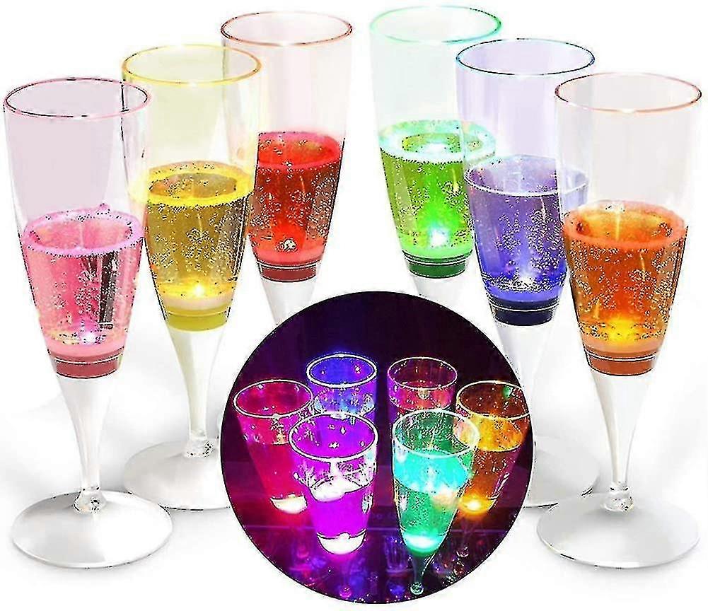 6 Pack Led Wine Glasses Champagne Flutes Light Up Glasses Led Liquid ...