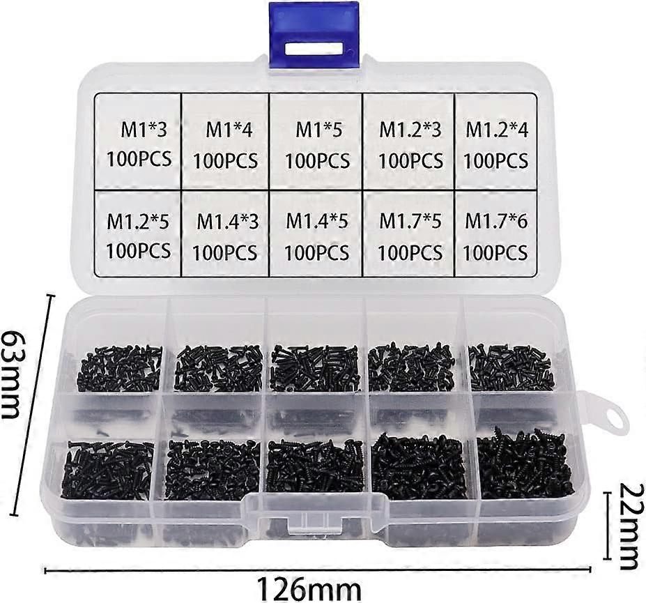 1000 Pcs Round Head Self Tapping Phillips Mini Wood Screws Mini Screws M1 M1.2 M1.4 M1.7 ...