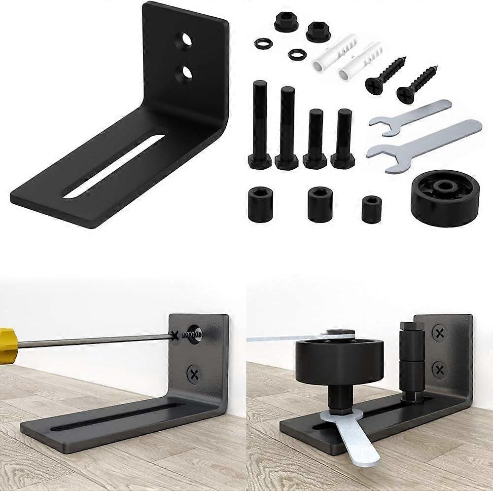 2 Pack Sliding Barn Door Floor Tracks, Wall Mounted, Adjustable Rollers ...
