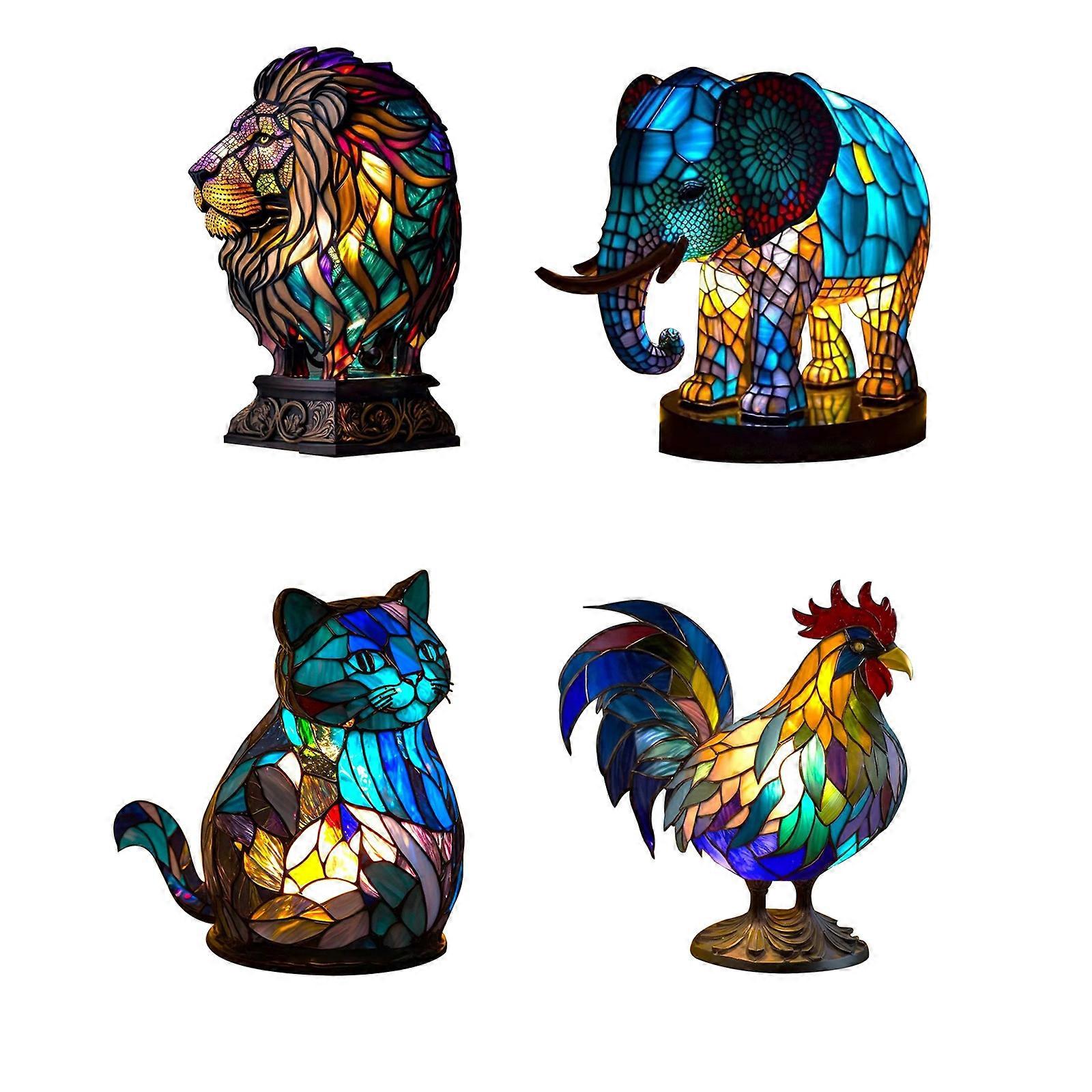 Lion, Elephant, Cat, Rooster Night Light Animal Table Lamp | Fruugo UK