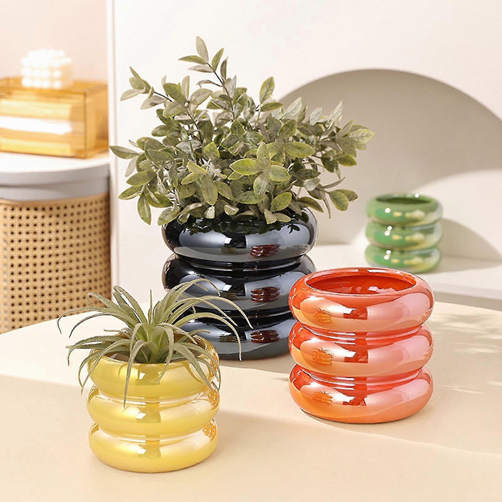 Brand Best Ceramic Plant Pot, Flower Pot With Drainage Hole, Curved ...