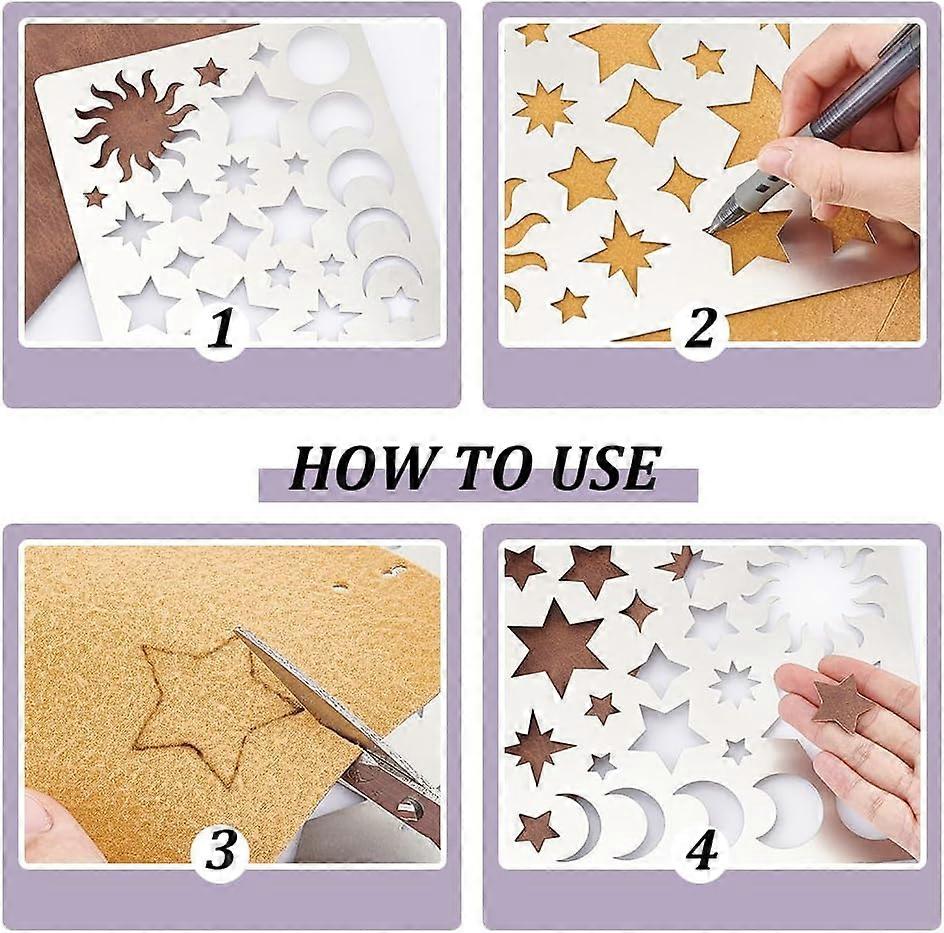 1Pcs Metal Stencil Moon Star Pattern Stencils for Journaling Stainless ...