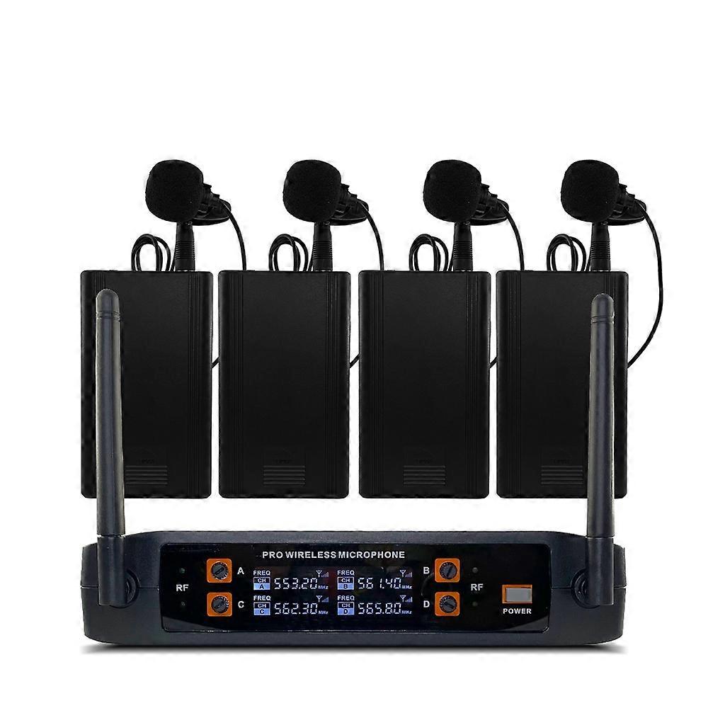 Wireless microphone system 4-channel handheld lavalier headset ...