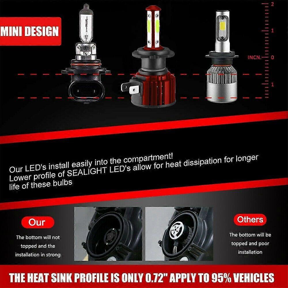 4X 4-Sides H7+H7 Combo LED Headlight Bulb Kit 8000K Blue Hi&Lo Beam ...