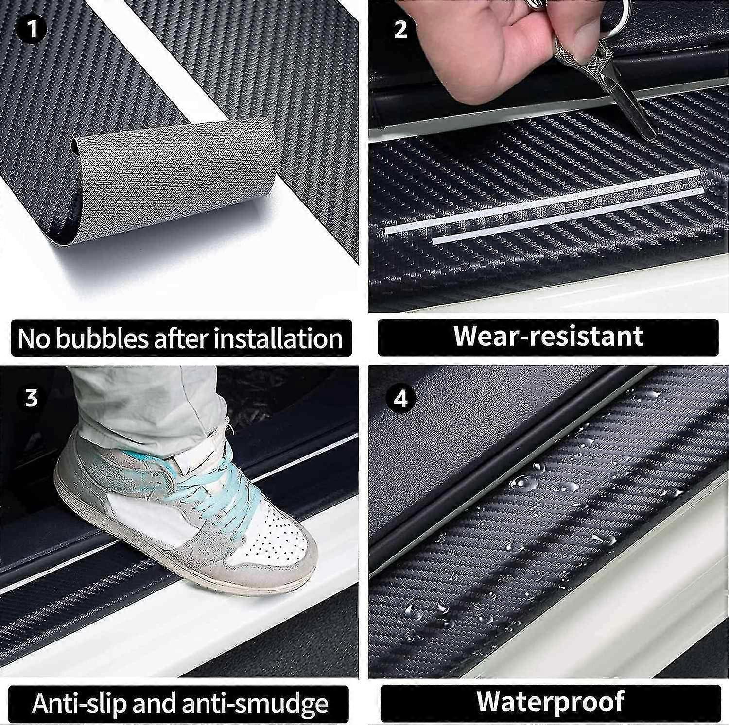 4 Car Door Sill Protector Film,Carbon Door Step Protector,Step Door ...