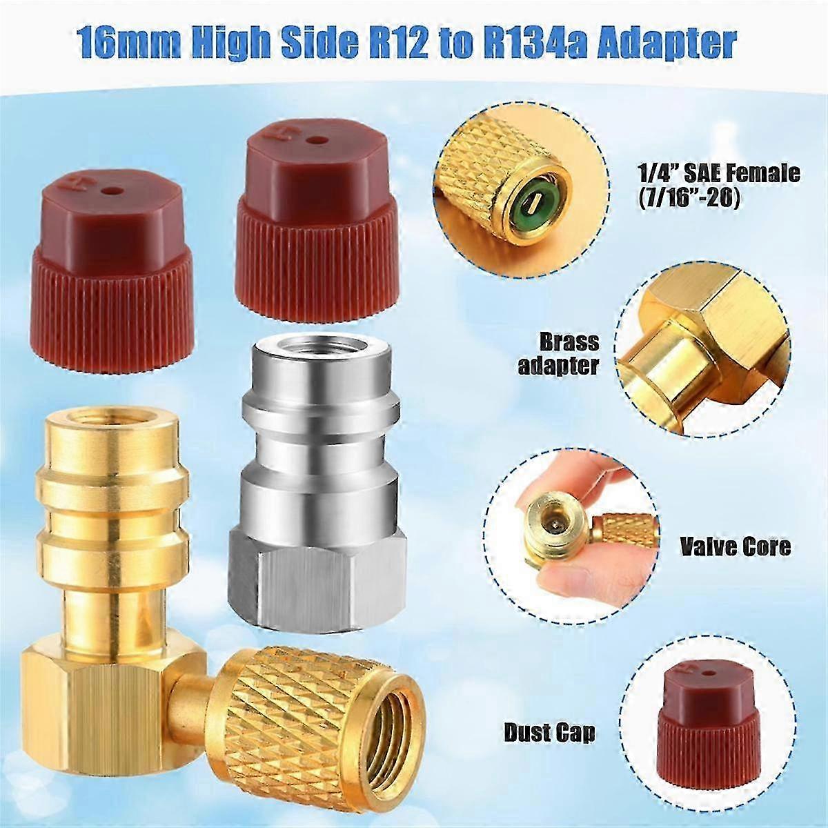 R12 to R134A AC Fitting Conversion Adapter Kit, Quick Coupler Valve A/C ...