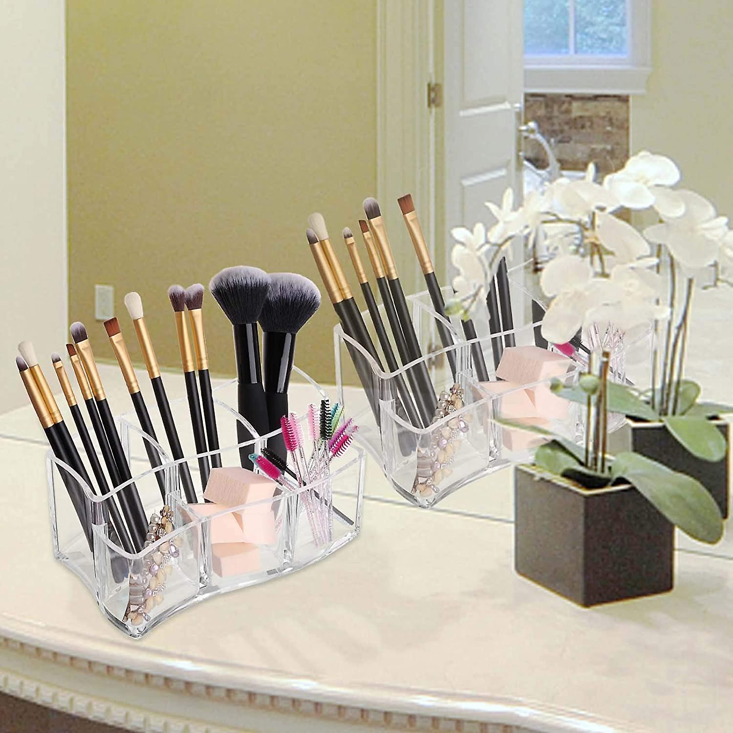6 Slot Acrylic Makeup Brushes Holder Organizer, Clear Eyebrow Pen ...