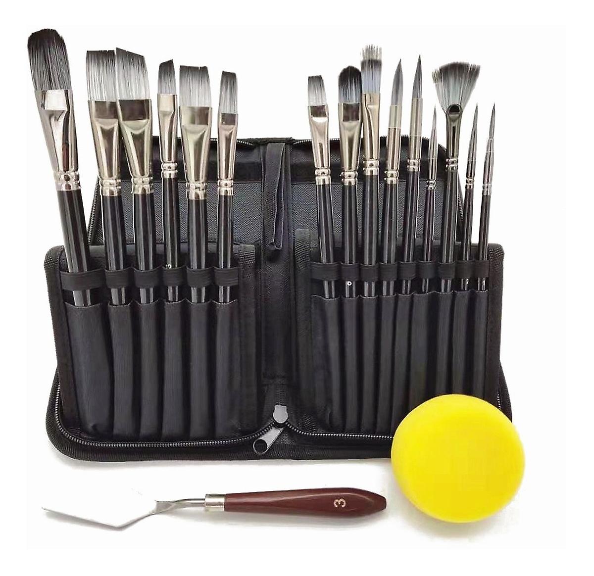 Watercolour Brush,oil Brush Set Black Canvas Bag Nylon Brush With ...