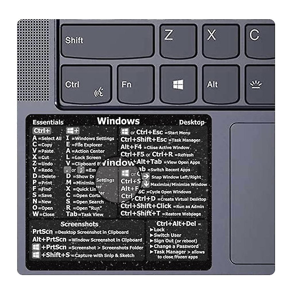 Computer Keyboard Reference Shortcut Sticker Adhesive Universal For Pc ...
