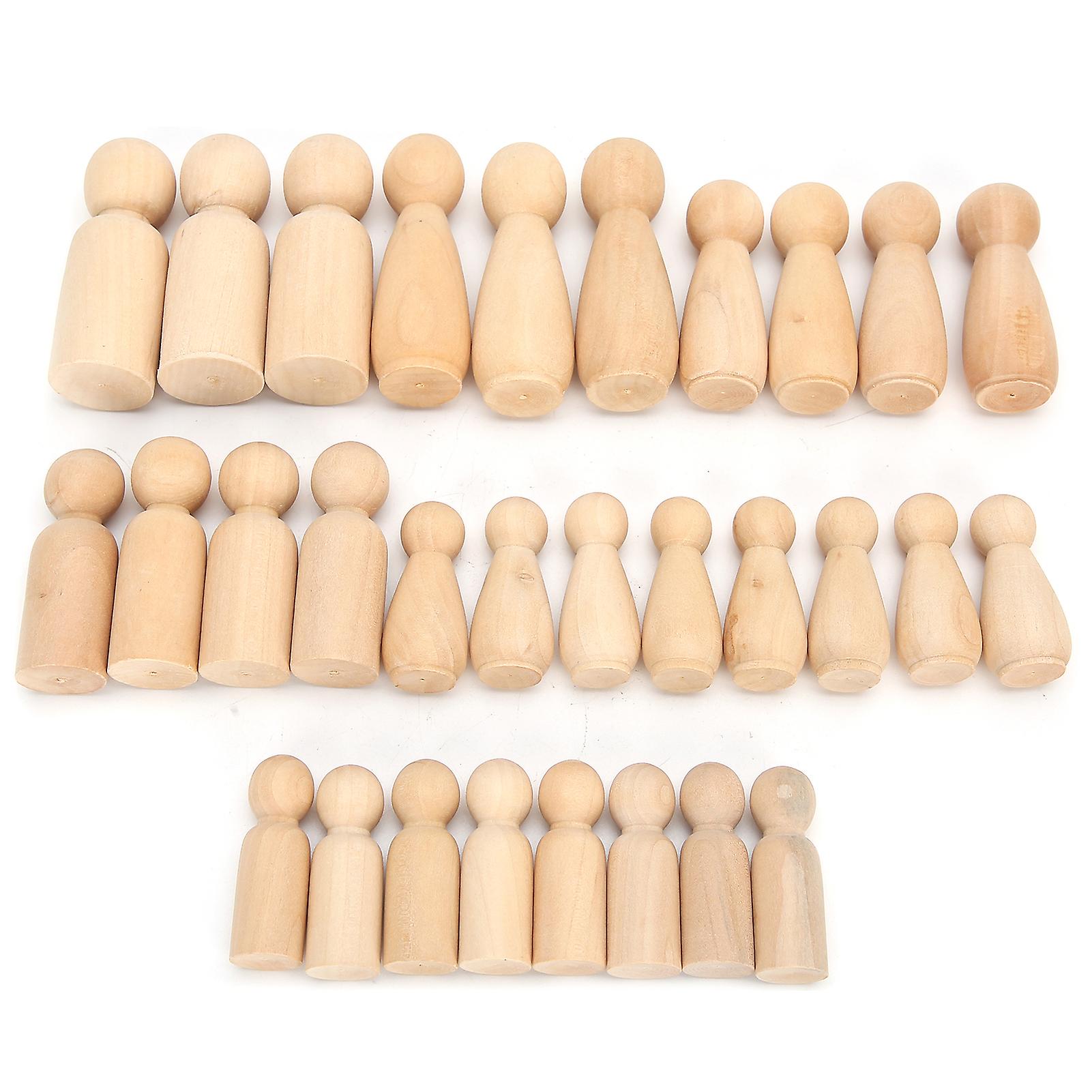 Wooden Peg Doll Bodies 30 Pcs Natural Unfinished People Shapes for DIY ...